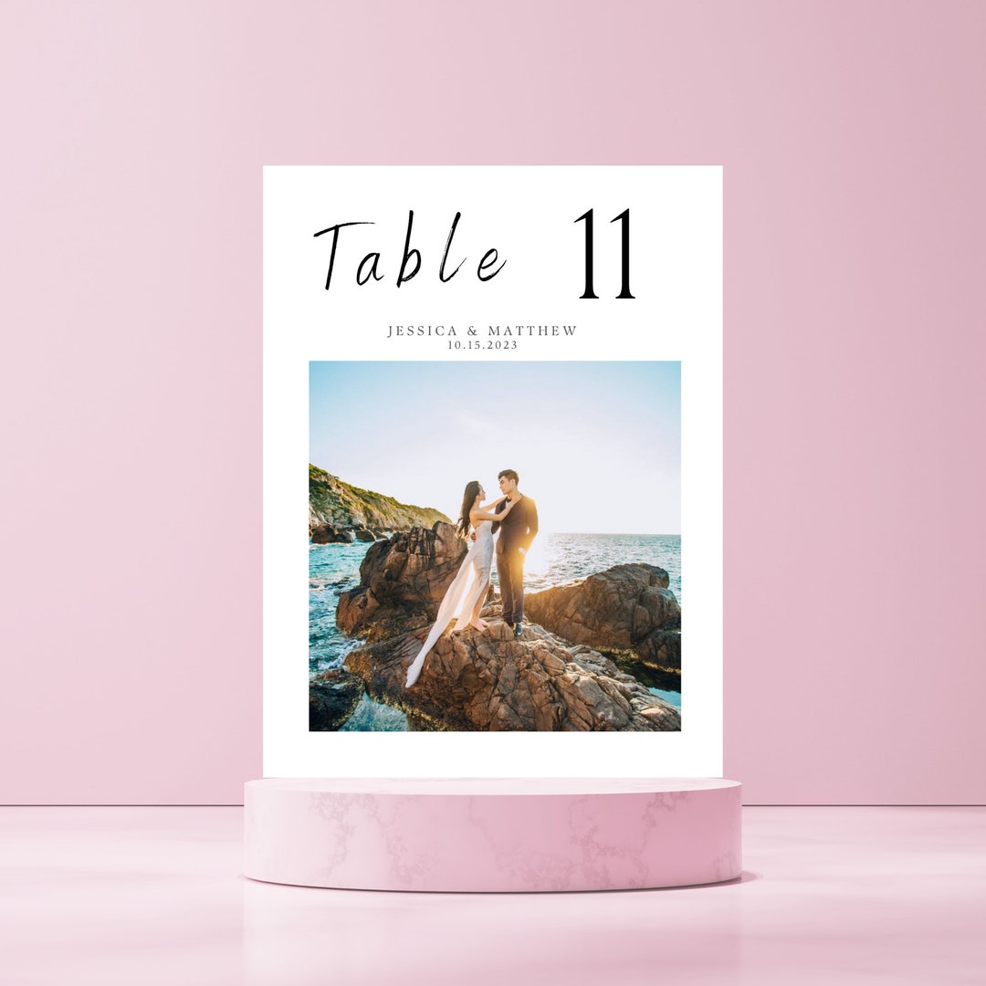 Editable Photo Table Cards Personalized Wedding Decor With Travel Theme ...