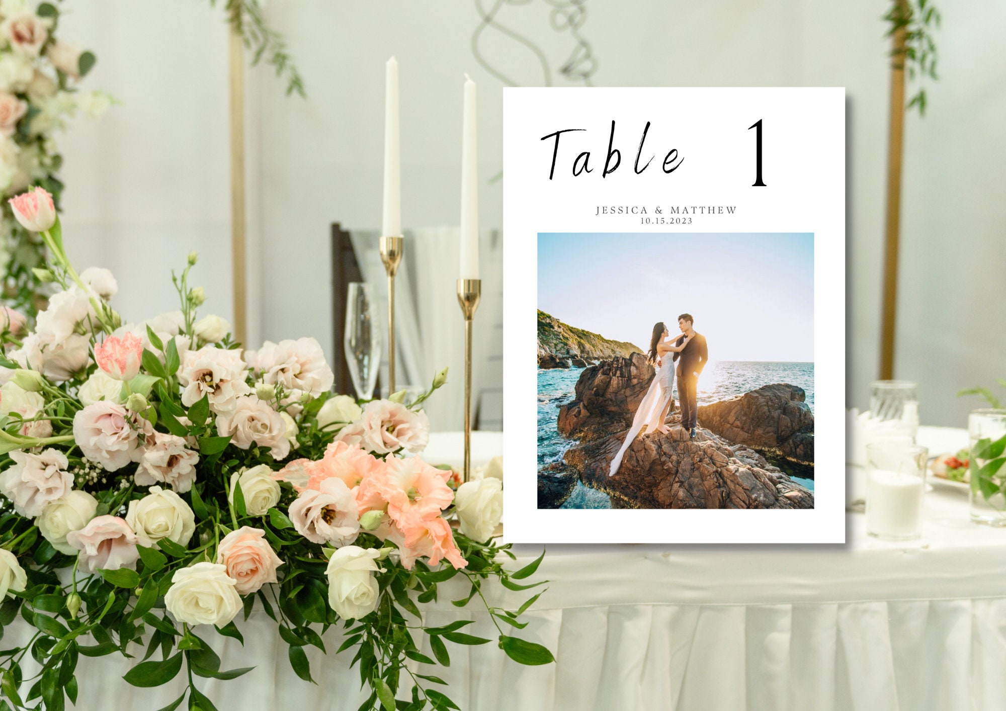 Editable Photo Table Cards Personalized Wedding Decor With Travel Theme ...