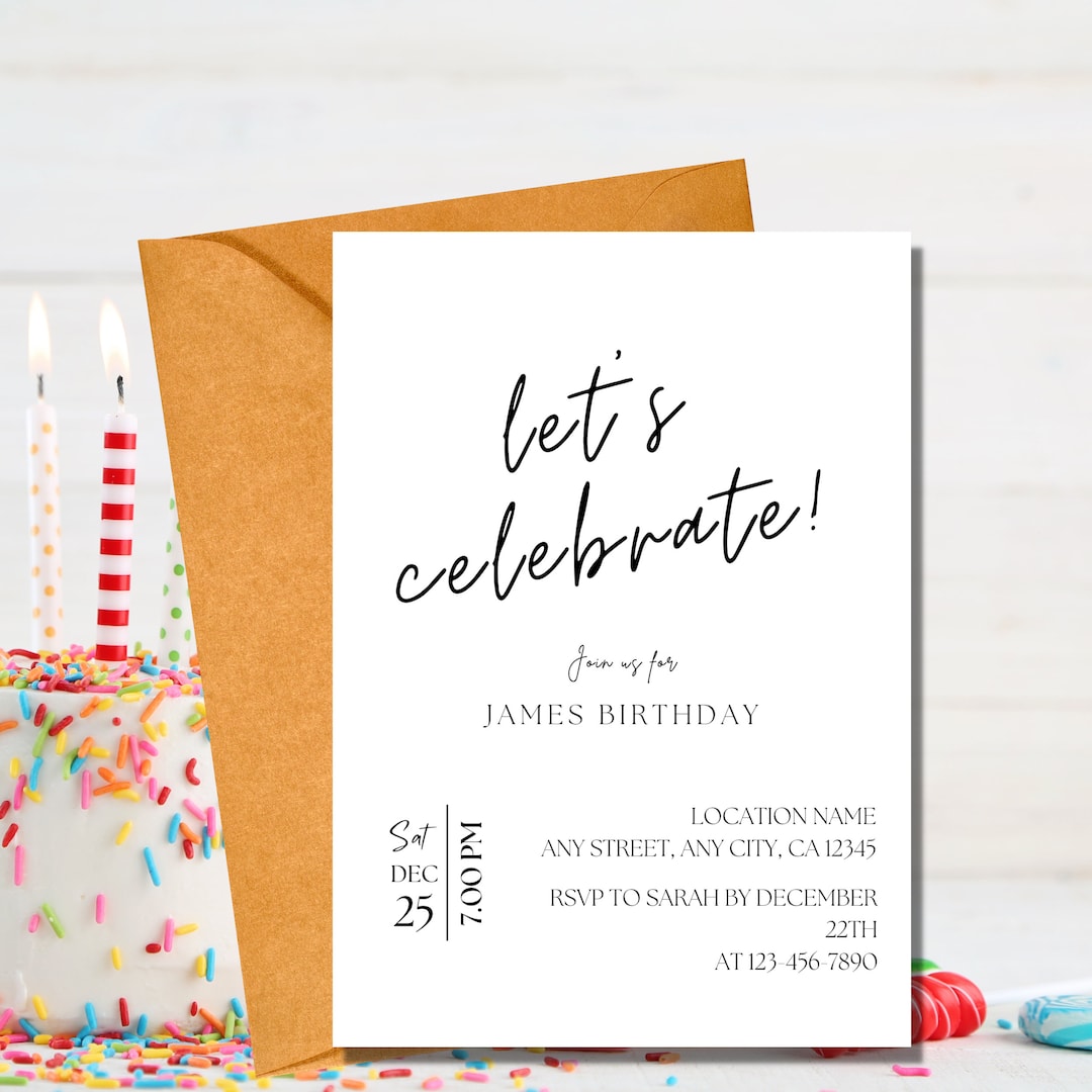 Create an Invitation Let's Celebrate Party E Invitation - Etsy