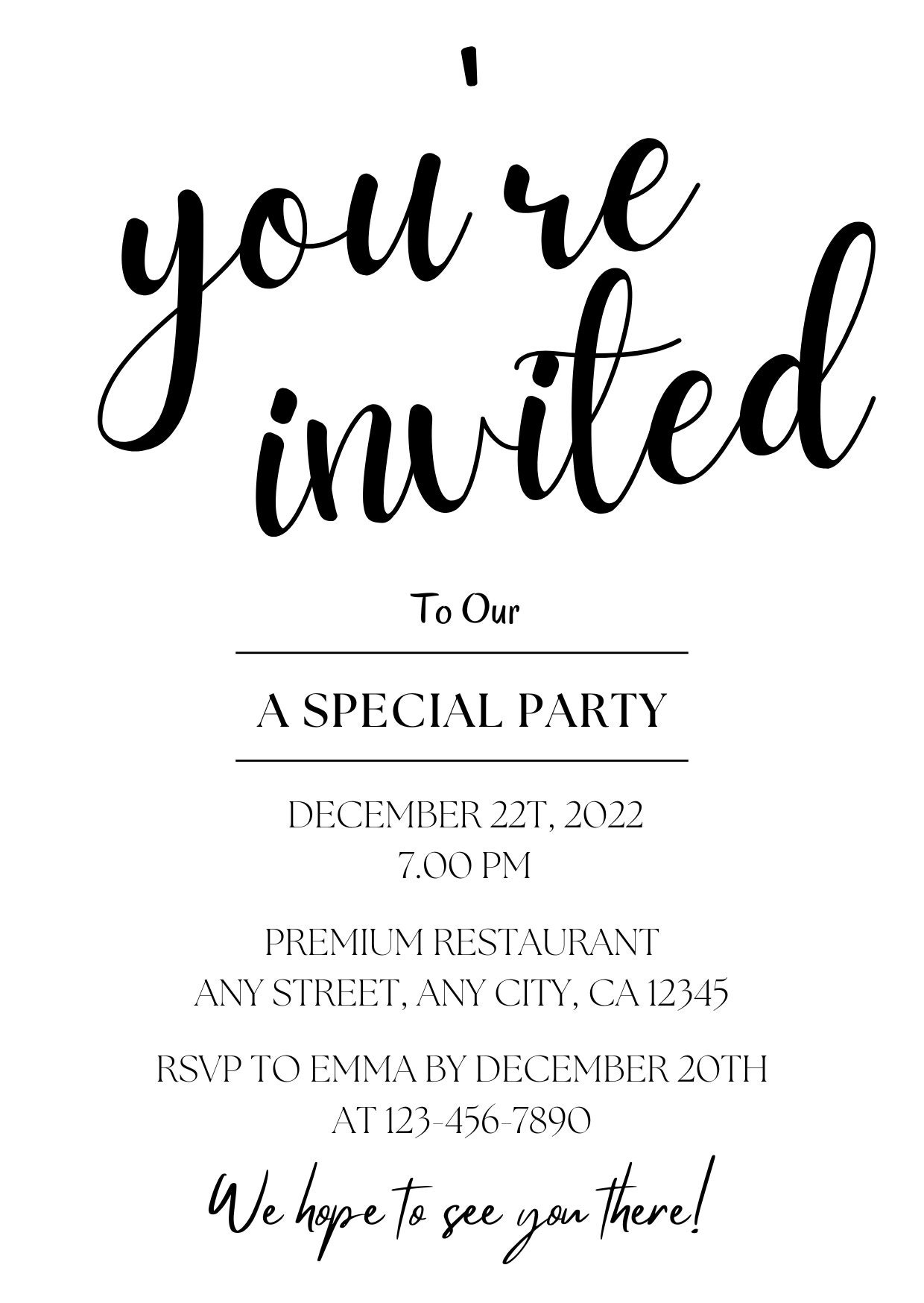 You're Invited, Party Invitation Customizable, Printable Invite, Unique ...