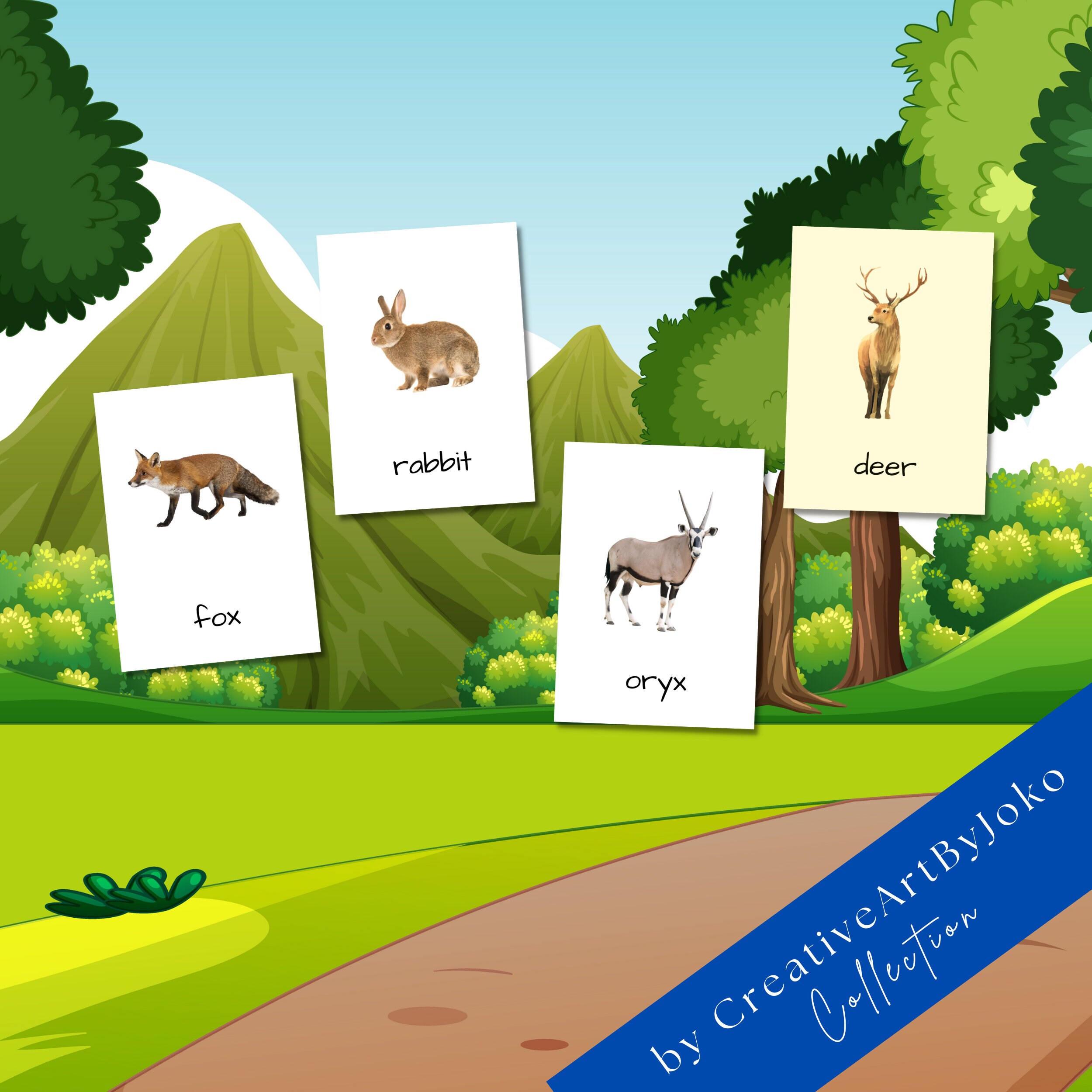 Woodland Animals Flash Cards for Kids Learning Printables - Etsy