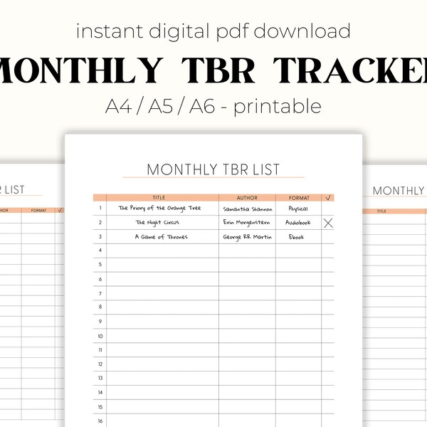 Tbr Tracker Printable - Etsy Australia