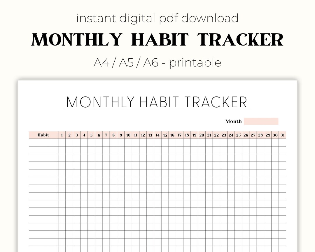 Monthly Habit Tracker Habit Tracking Printable Undated Months Instant ...