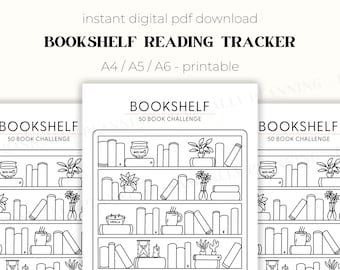 Reading Tracker Printable Bookshelf Coloring Page PDF Instant Download ...