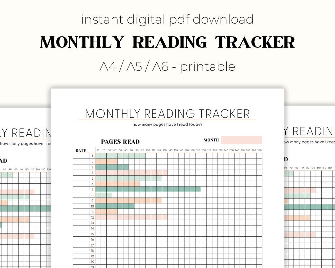 Monthly Reading Tracker Pages | Daily Pages Read | Bookish Printable ...