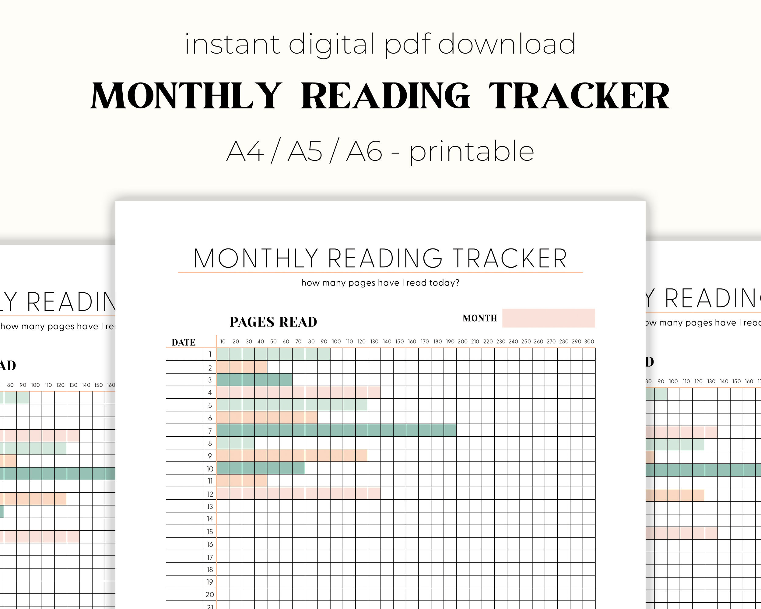Monthly Reading Tracker Pages | Daily Pages Read | Bookish Printable ...