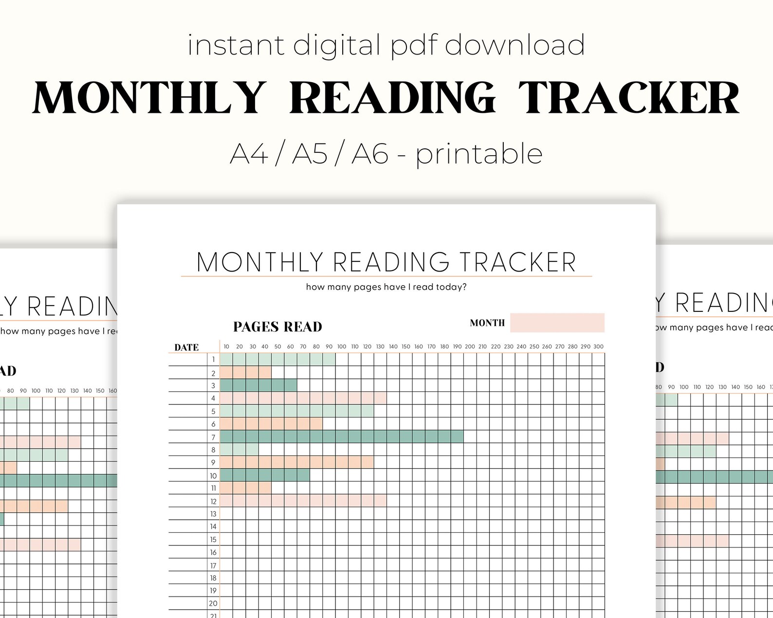 Monthly Reading Tracker Pages Daily Pages Read Bookish Printable Book ...