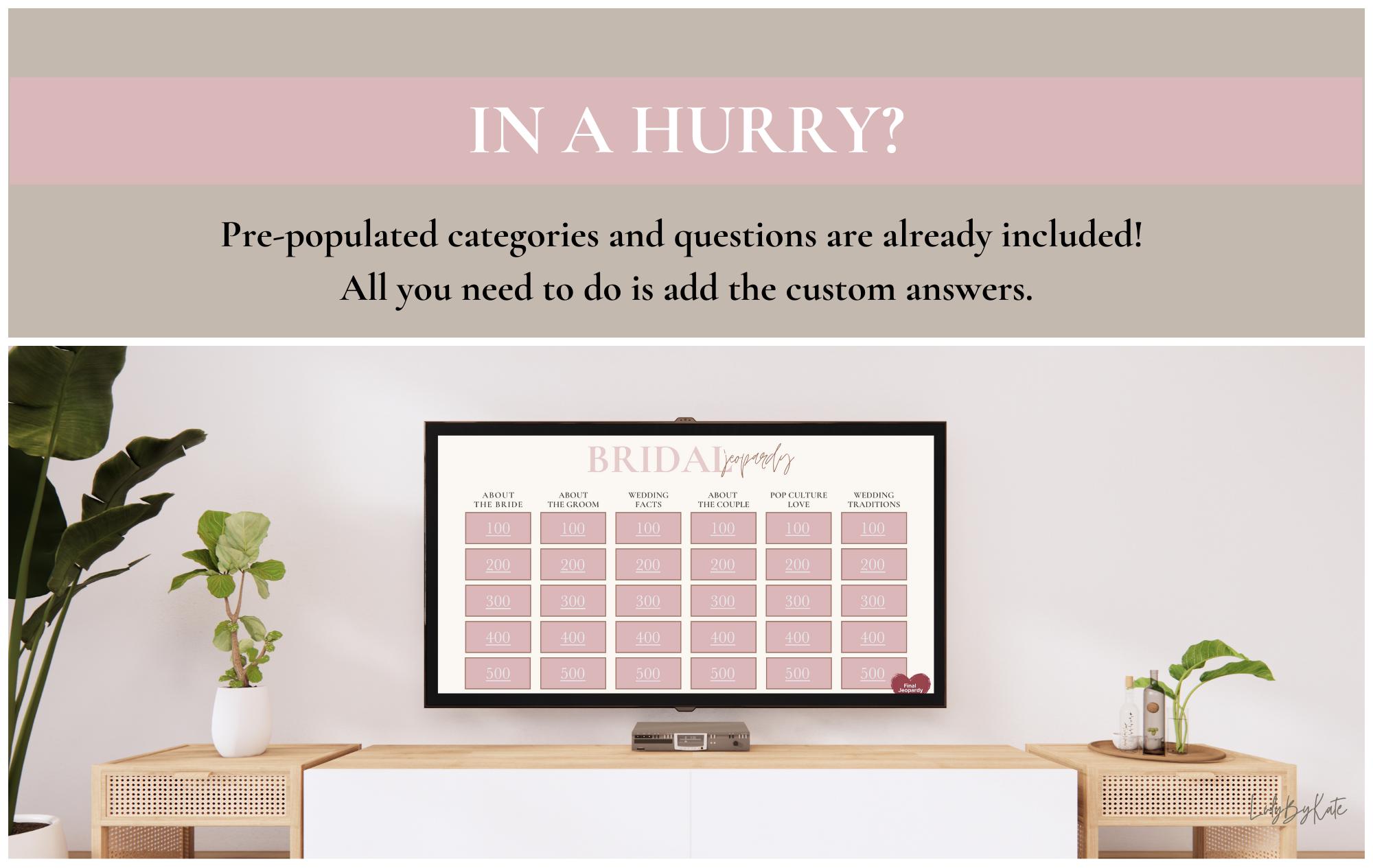 The Bridal Jeopardy | Bridal Shower Game | Digital Download ...
