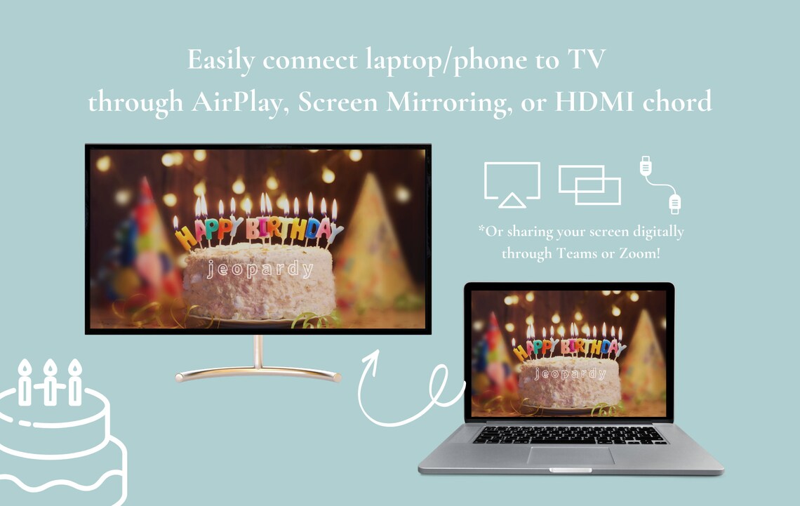 Birthday Jeopardy Custom Birthday Party Game Digital Download Customizable Birthday Jeopardy ...