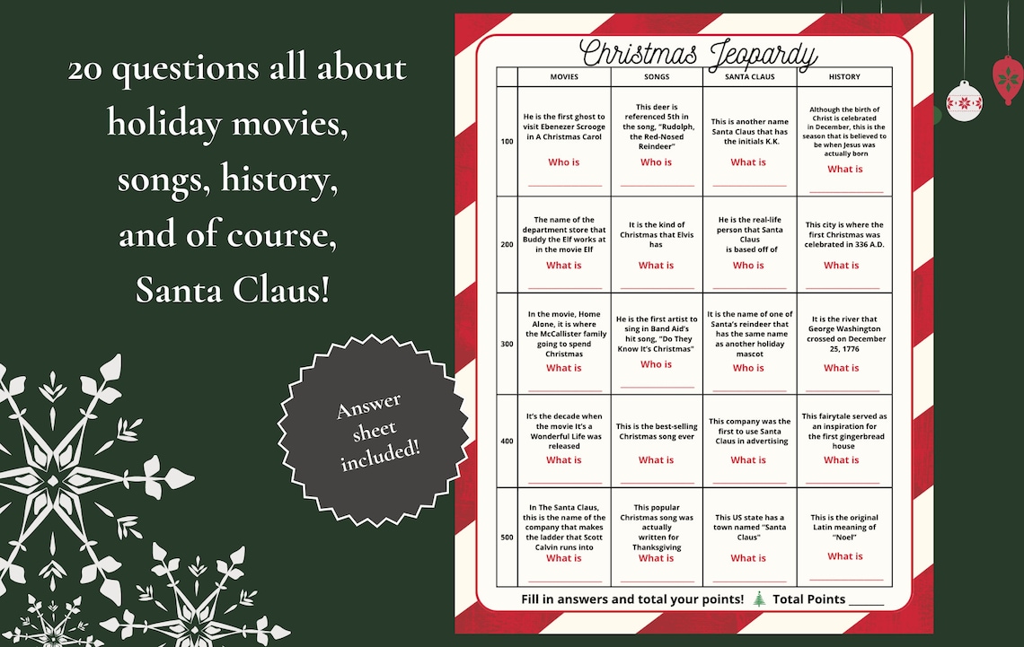 Christmas Jeopardy Printable | Print Jeopardy Game | Holiday Jeopardy ...