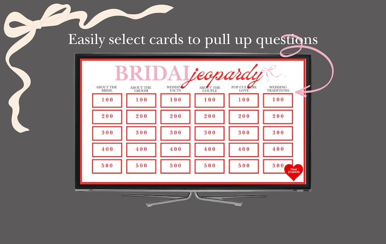 The Bridal Jeopardy (bow Edition) | Bridal Shower Game | Customizable ...