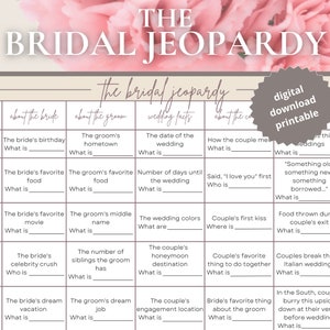 Bridal Jeopardy Game Printable | Wedding Shower (printable) - Etsy
