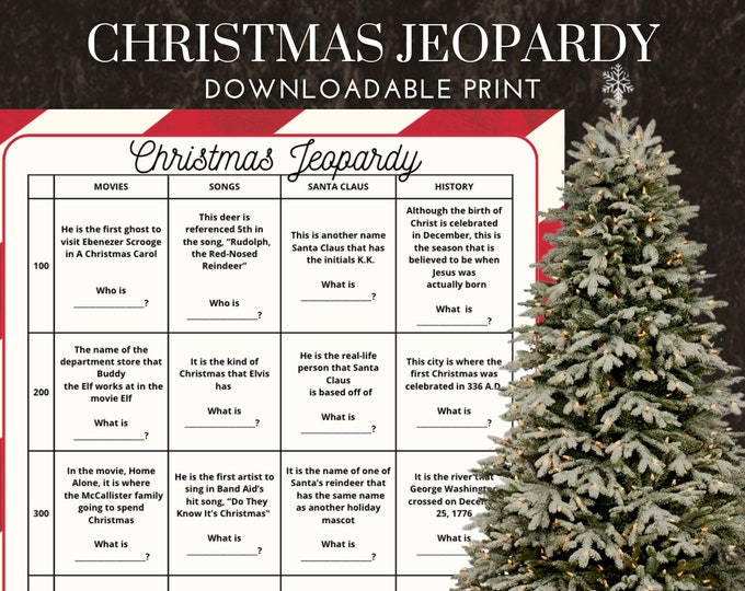 Christmas Jeopardy Game Holiday Jeopardy Christmas Trivia Holiday ...
