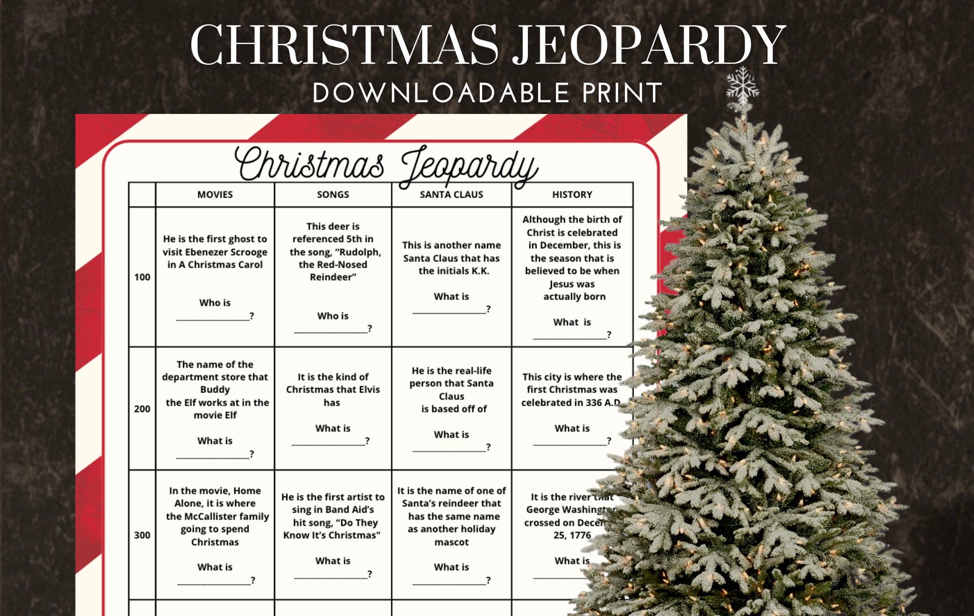 Christmas Jeopardy Printable | Print Jeopardy Game | Holiday Jeopardy ...