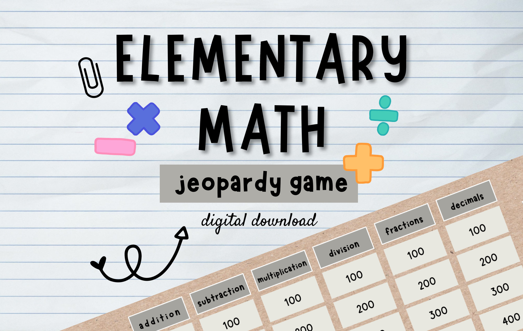 Elementary Math Jeopardy Game Classroom Jeopardy Game Math Games ...