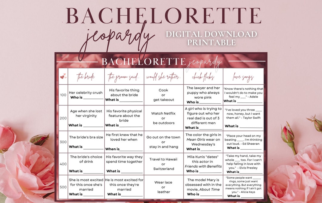 Bachelorette Jeopardy Printable | Bachelorette Jeopardy Game ...