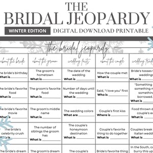 Bridal Jeopardy - Winter | Printable | Winter Bridal Shower Game ...