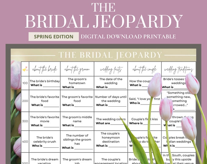 Bridal Jeopardy - Spring | Printable | Spring Bridal Shower Game ...