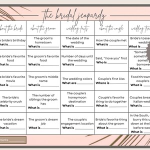 Bridal Jeopardy - Summer | Printable | Summer Bridal Shower Game ...
