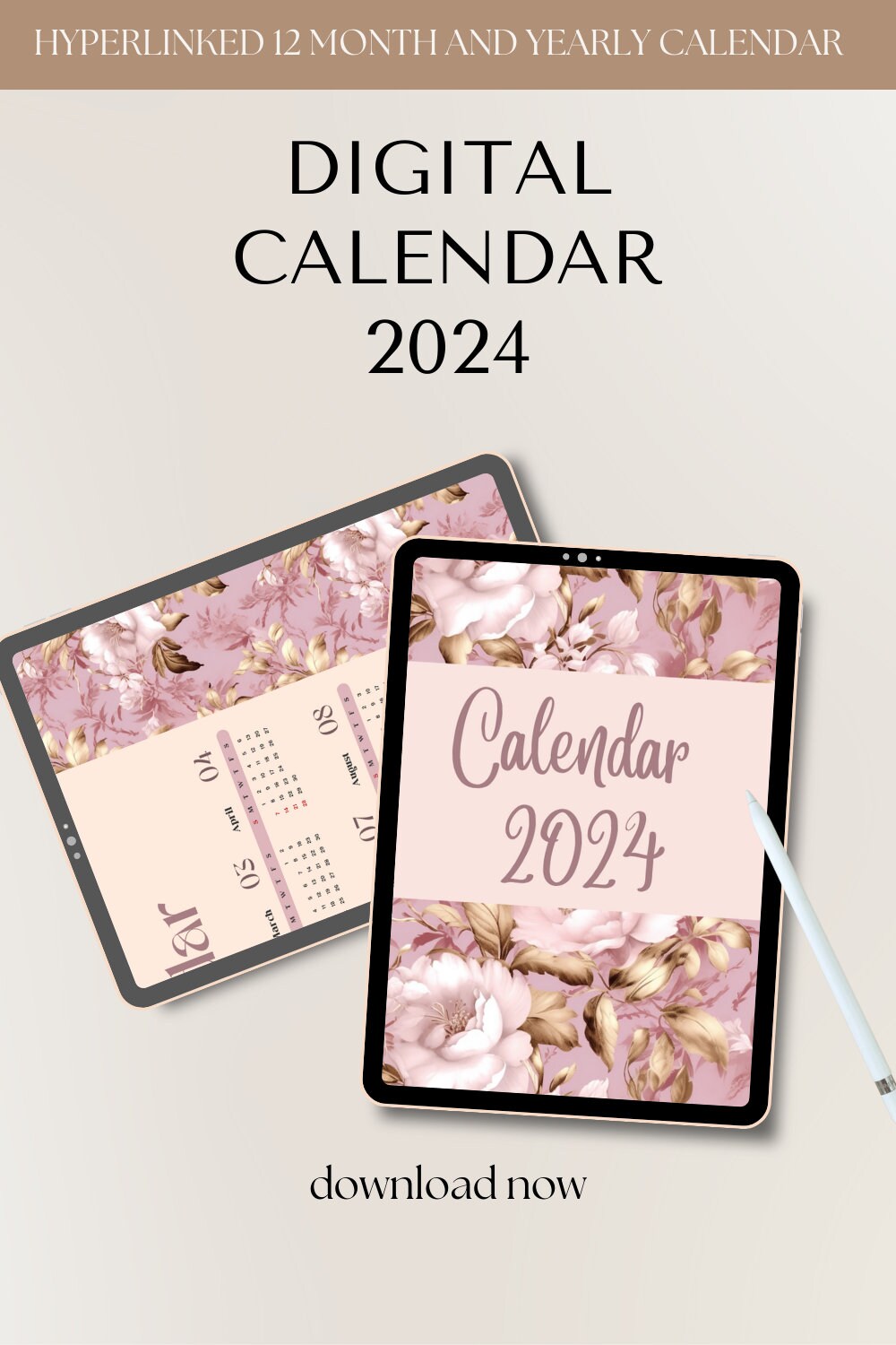 Flower Girl 2024 Calendar Digital Download Planner Calendar, Monthly ...