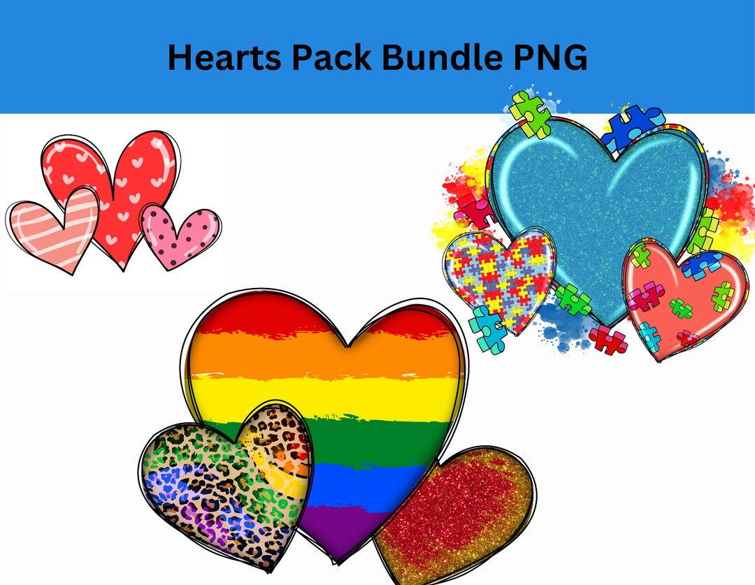 Hearts Pack Bundle PNG. - Etsy