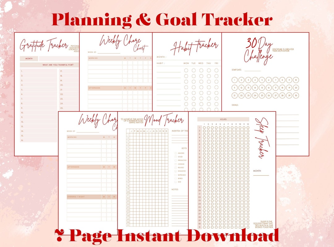Daily Habit Tracker, Goal Setting, Gratitude Journal, Downloadable PDF ...
