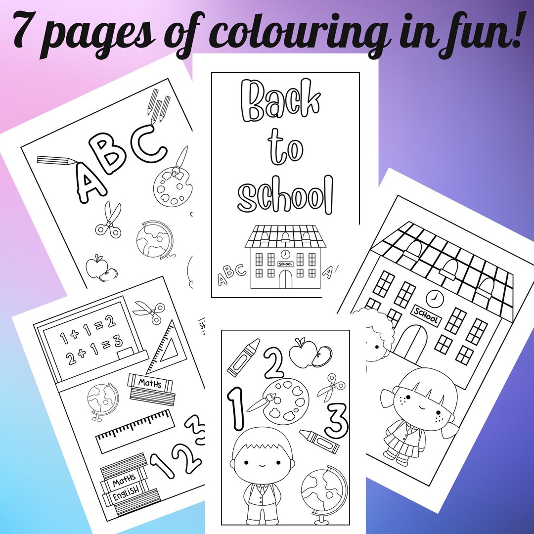 Back to School: Printable Colouring Book for Kids 10 Pages of Fun L PDF ...