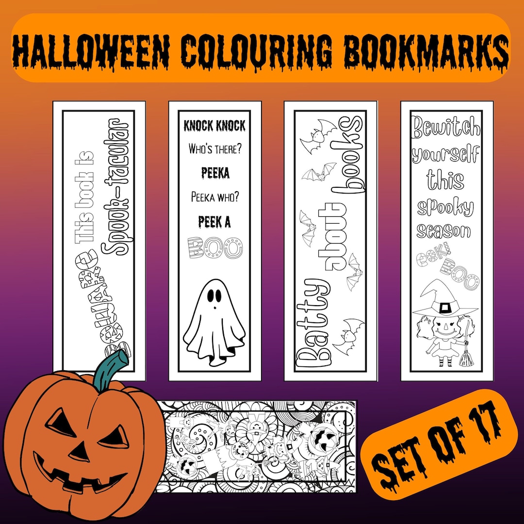 Halloween Printable Bookmarks L Set of 17 L Ready to Color L Digital ...