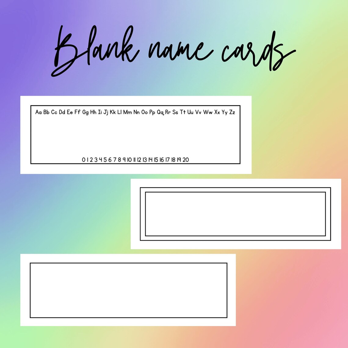 Back to School: Simple Desk Name Card Template With Optional Alphabet ...