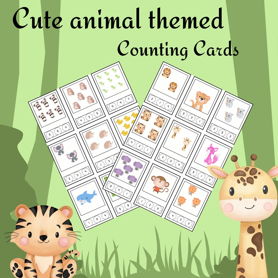 Cute Animal Counting Cards, Counting to 5,10 L Early Years Independent ...