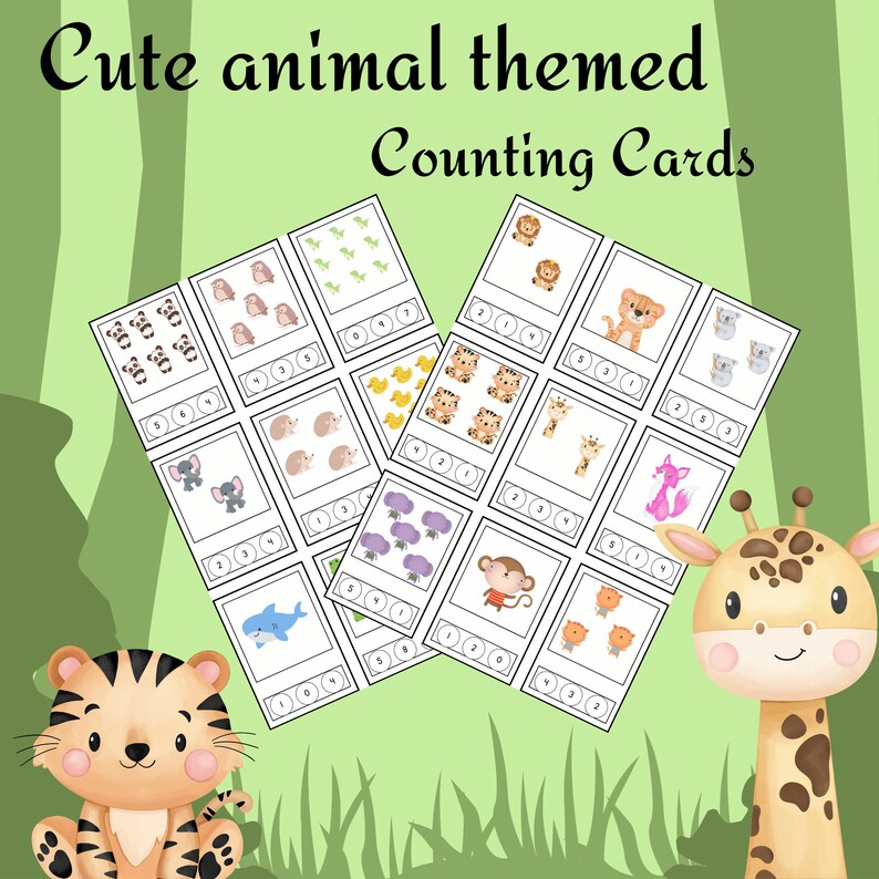 Cute Animal Counting Cards, Counting to 5,10 L Early Years Independent ...