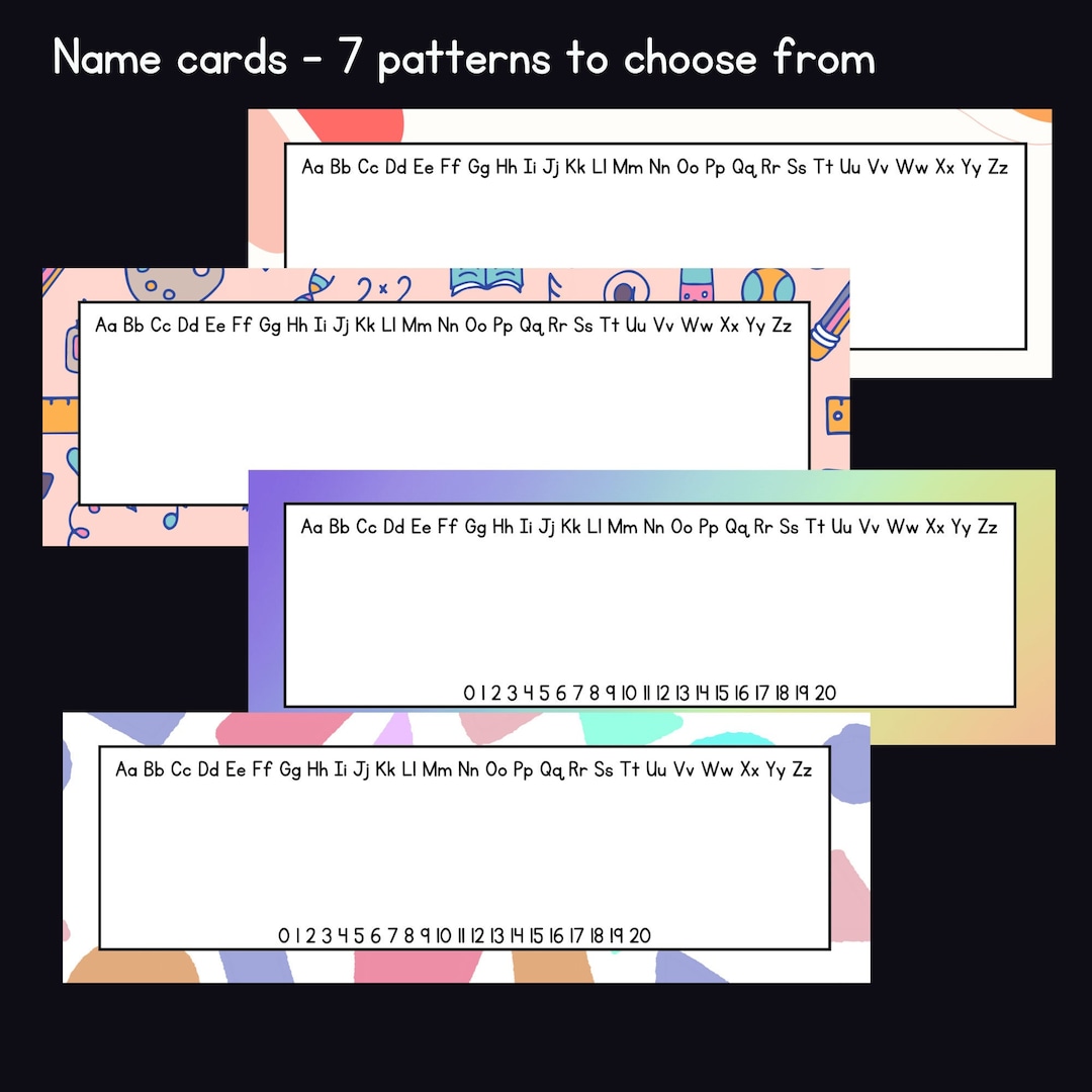 Back to School: Desk Name Card Templates Multiple Patterns L PDF ...