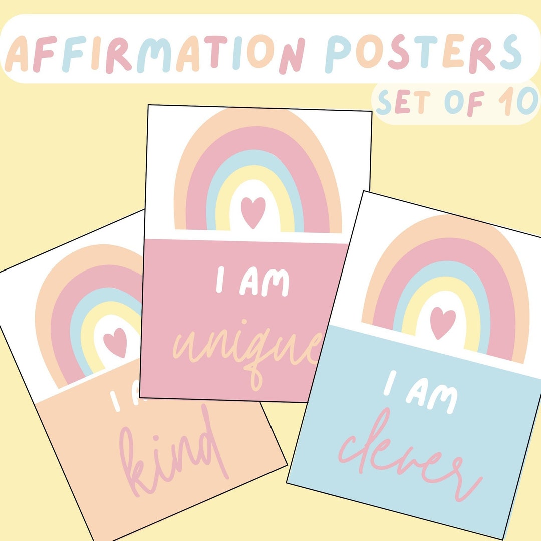 Pastel Rainbow Positive Affirmation Posters L Set of 10 L A4 PDF ...