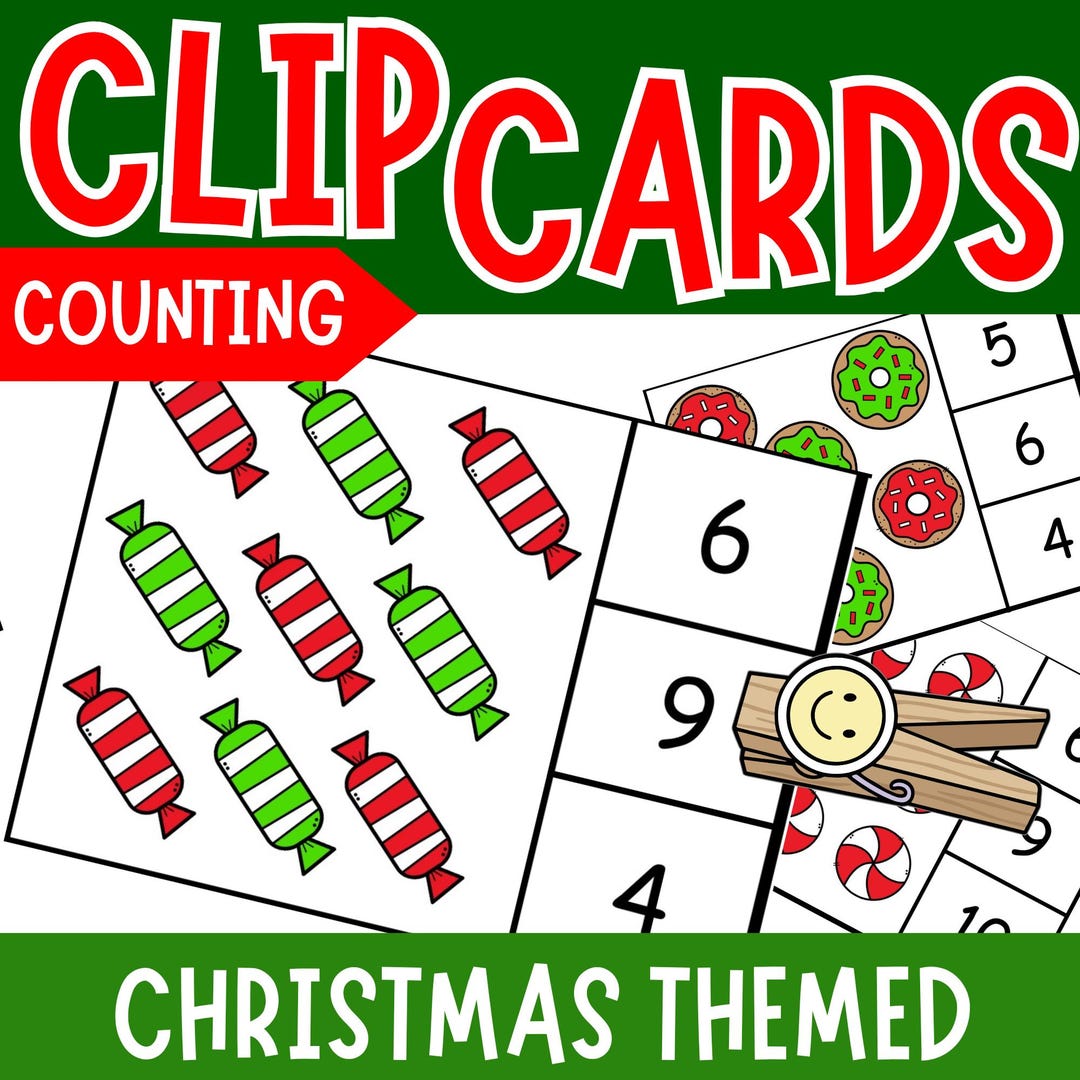 Christmas Counting Clip Cards for Kindergarten Classrooms | Counting to ...