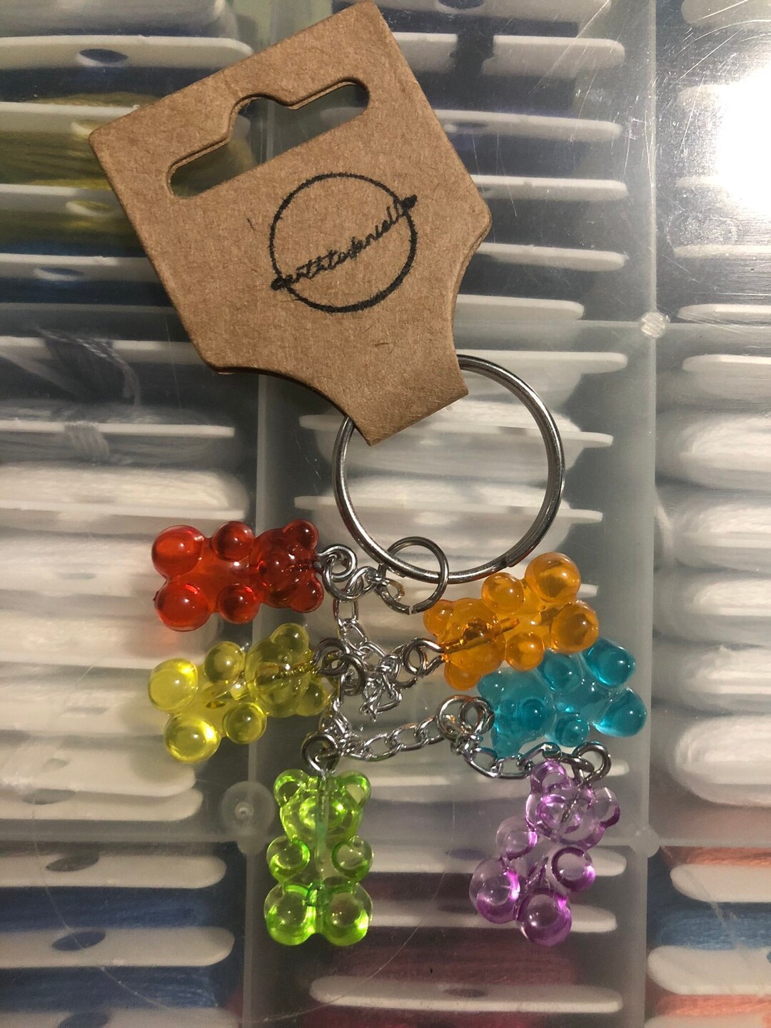 Rainbow Gummy Bear Keychain - Etsy