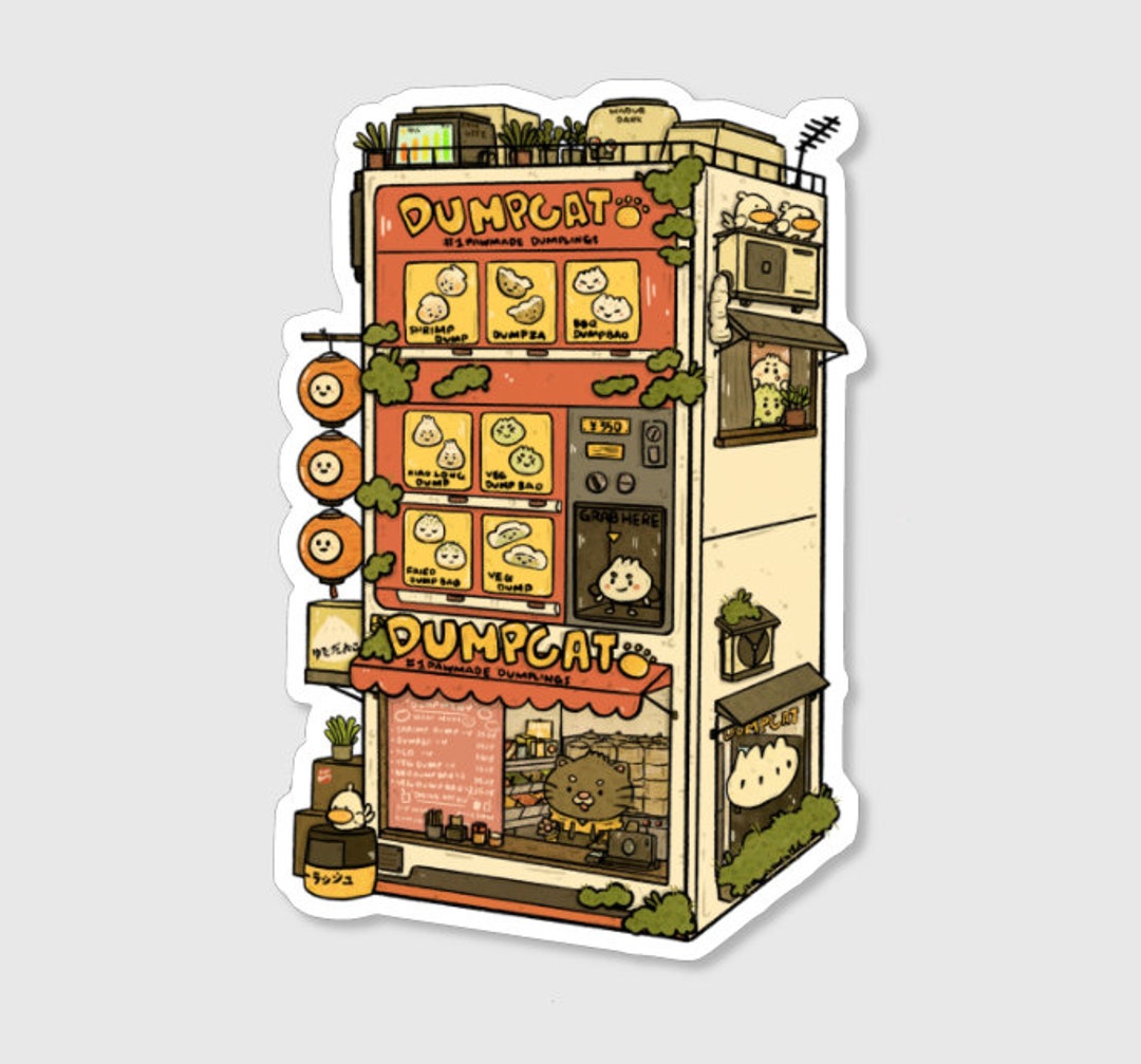 Dumpling Cat Vending Sticker - Etsy
