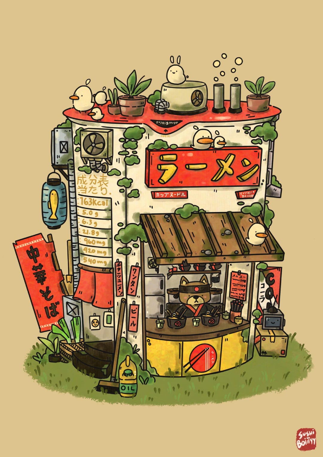 Cup Ramen Stand Postcard |4x6 Postcard| Postcard | Original, Food Art ...