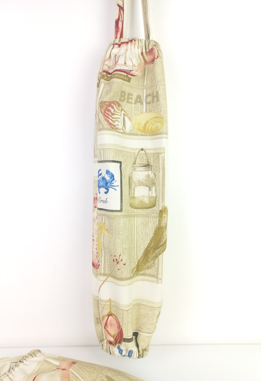 Linen Grosary Bag Holder, Beach House Plastic Bag Organizer, Kitchen ...