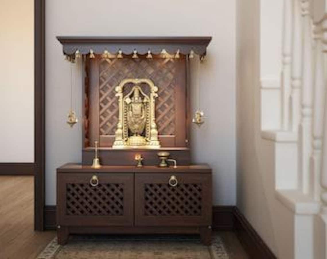 Designer Pooja Mandir / Mantap / Wooden Temple With Drawer, Wood Home ...