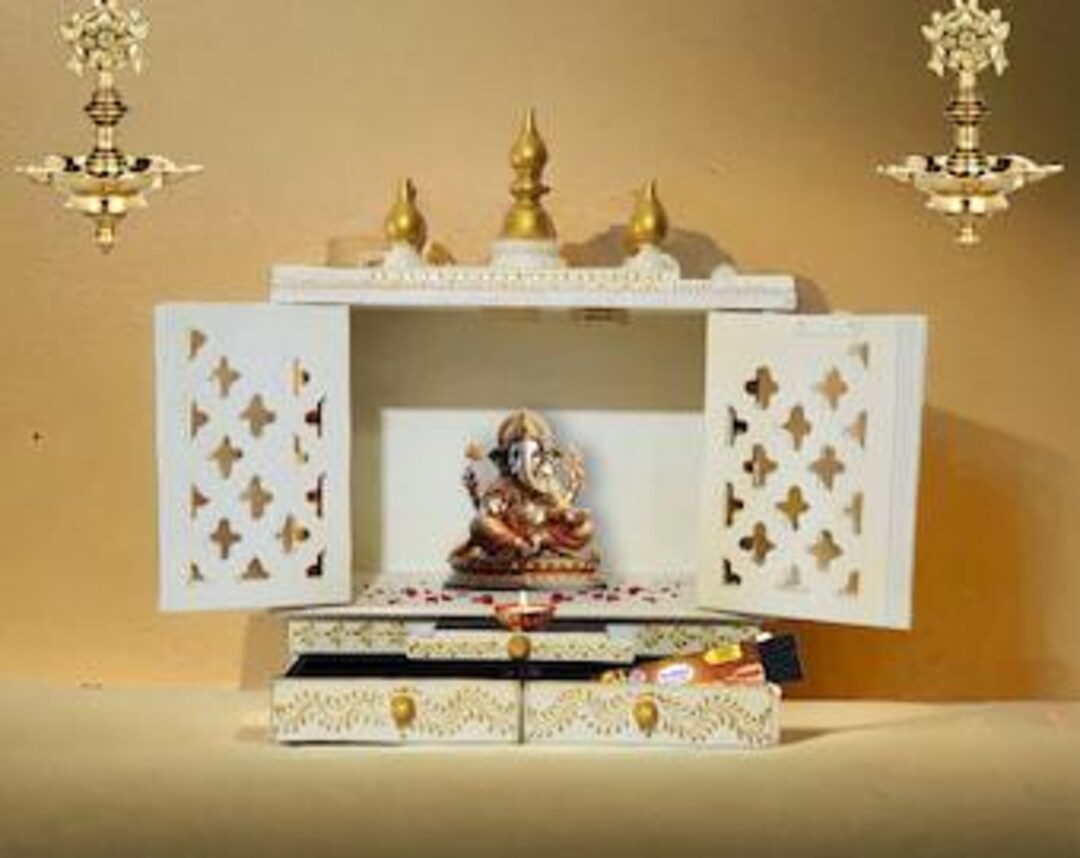 Designer Pooja Mandir / Mantap / Wooden Temple With Drawer, Wood Home ...