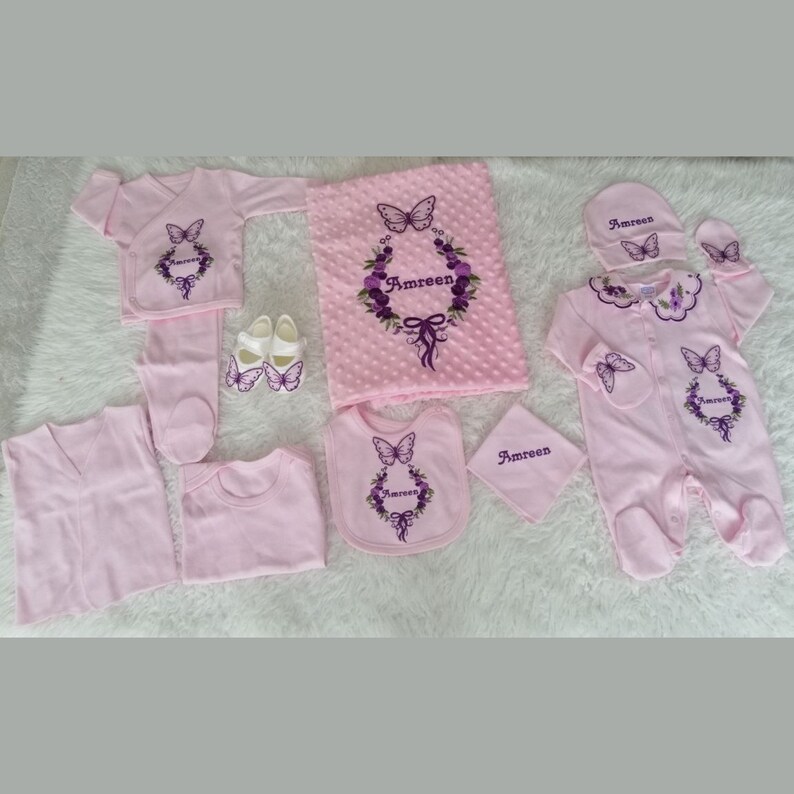 11 PCS Baby Girl Hospital Outfit Set, Custom Name Newborn Coming Home ...
