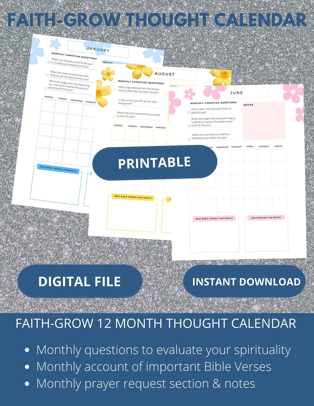 Printable Instant Download & Customizable Christian Calendar - Etsy