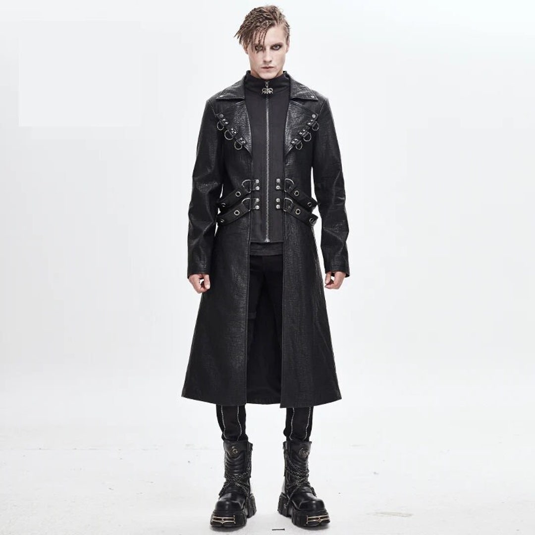 Black Gothic Uniform Symmetrical Zipper Long Coat, Handmade Gorgeous ...
