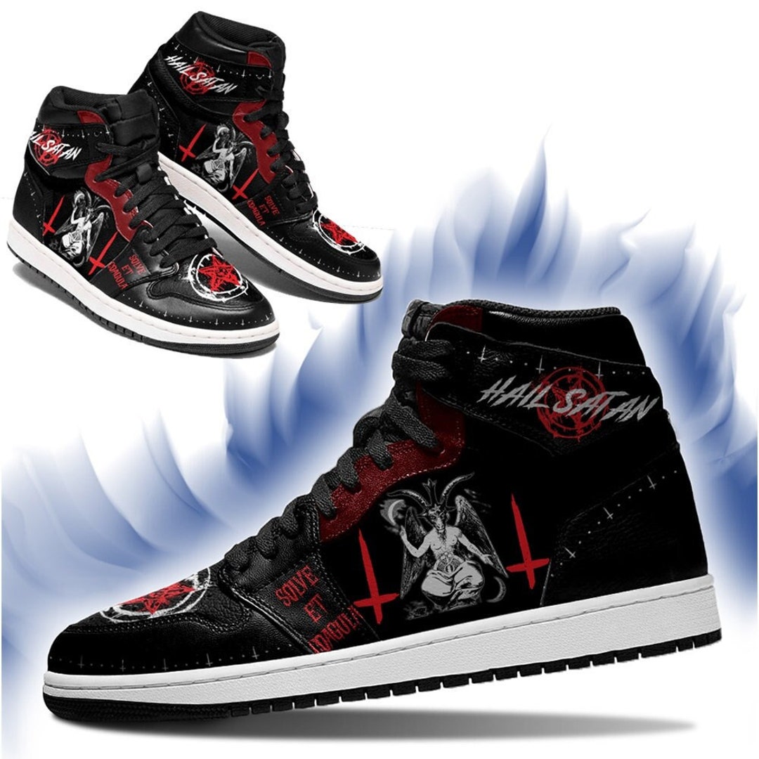 Solve Et Coagula Jordan Shoes, Hail Satan Baphomet Red and Black ...