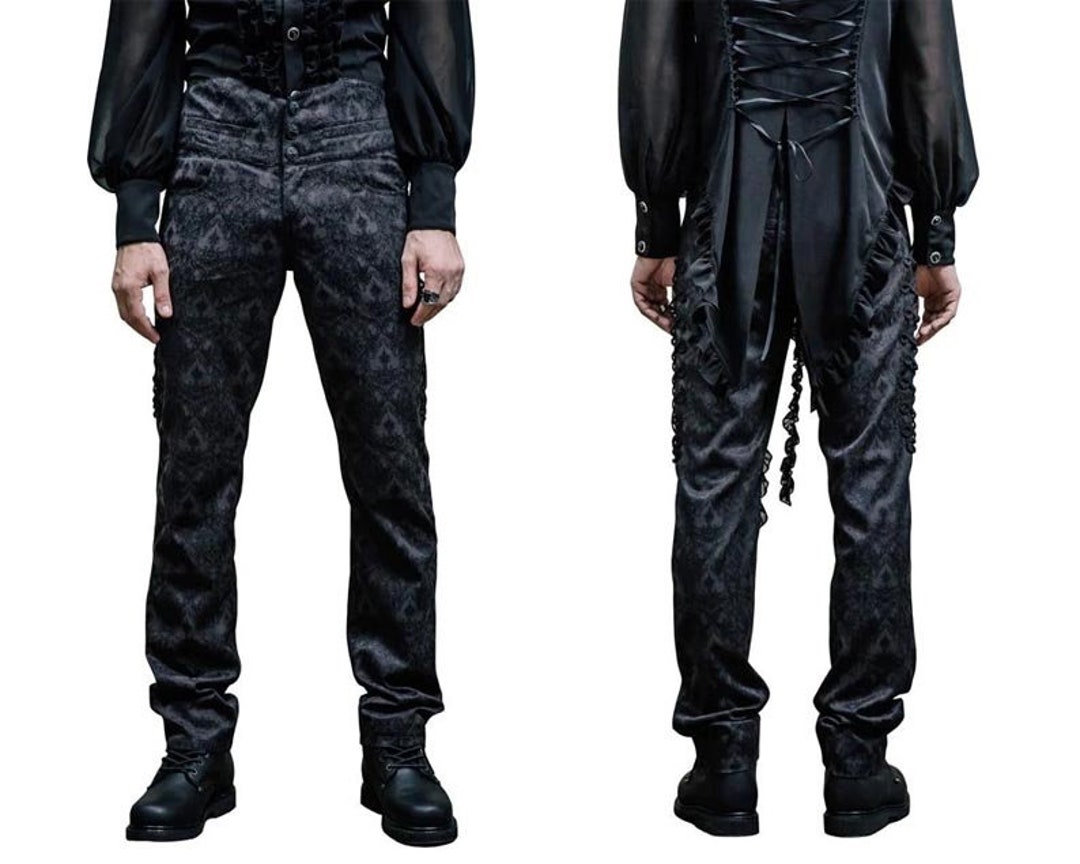 New Formal Gothic Men Gorgeous Lace Jacquard Trousers, Men Party Royal ...