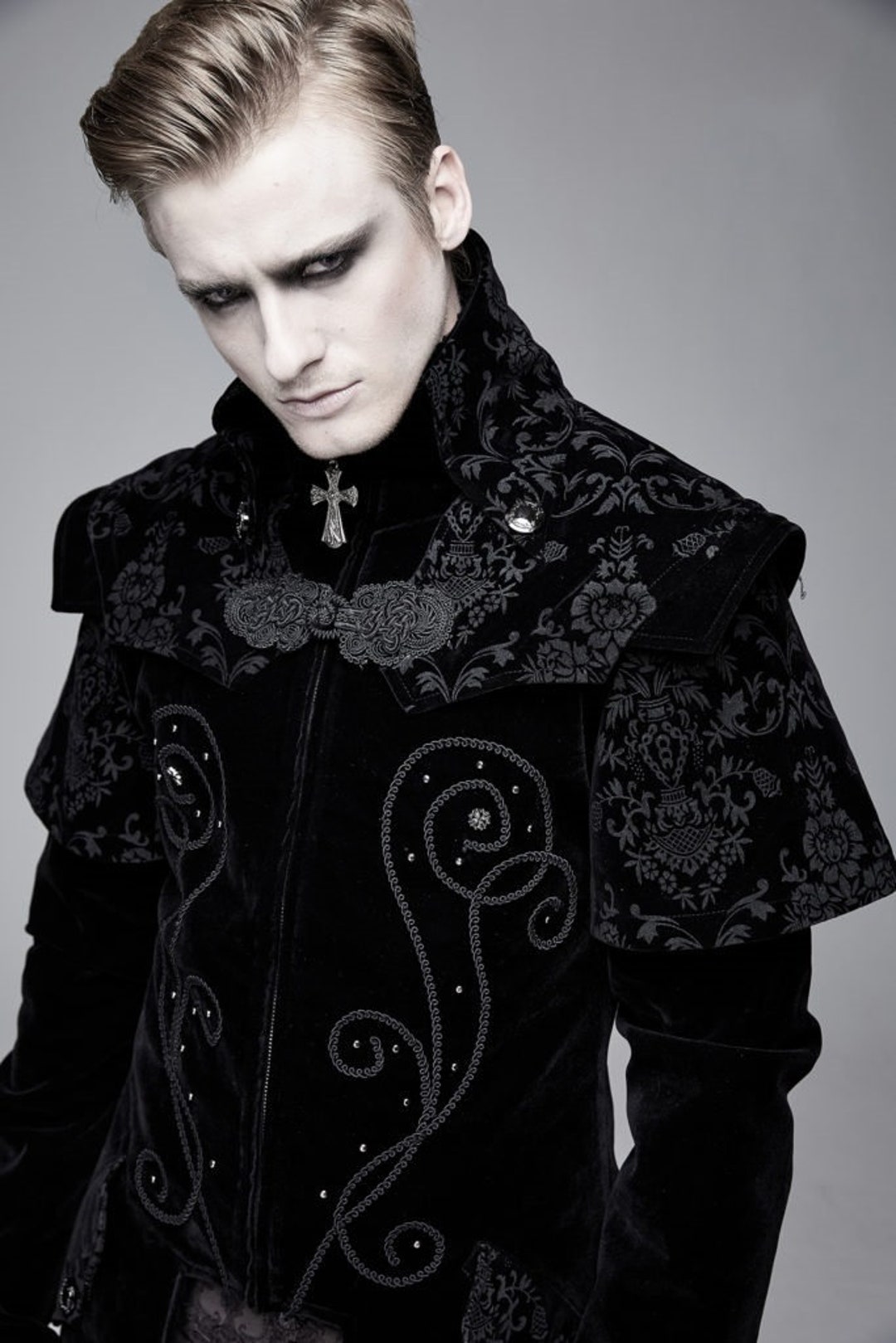 Men's Handmade Black Velvet Gothic Steampunk Gothic Long Coat, Handmade ...