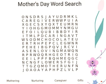 Mother's Day Word Search Printable Wordsearch Mothers - Etsy