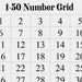 Number Grid, Count to 50, Home Schooling, Home Decor Instant Printable ...