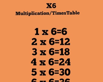 6 Times Table/multiplication Printable, Digital Download, Educational ...
