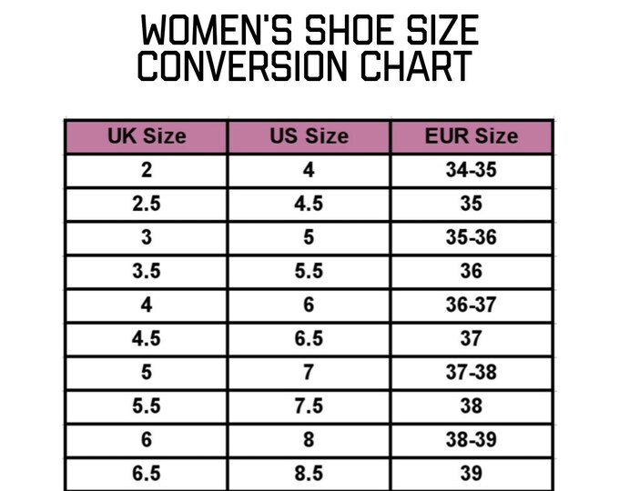 Women s Shoe Size Conversion Chart UK US EUR digital Download Women s Shoe Size Conversion Chart UK US EUR digital Download
